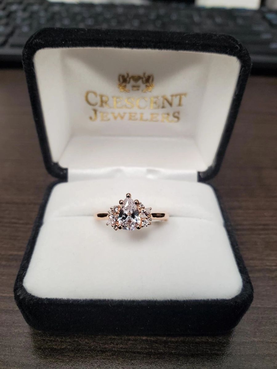 14K Stuller Pear engagement ring with diamond accents, 124636