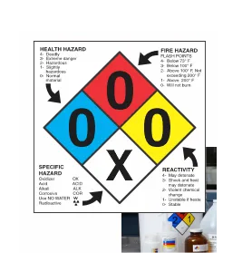 Prefilled NFPA Hazard Diamond with Hazard Description