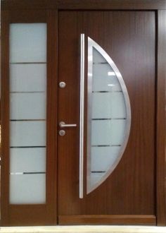 Model 018 Modern Wenge Wood Exterior Door w/Side Panel