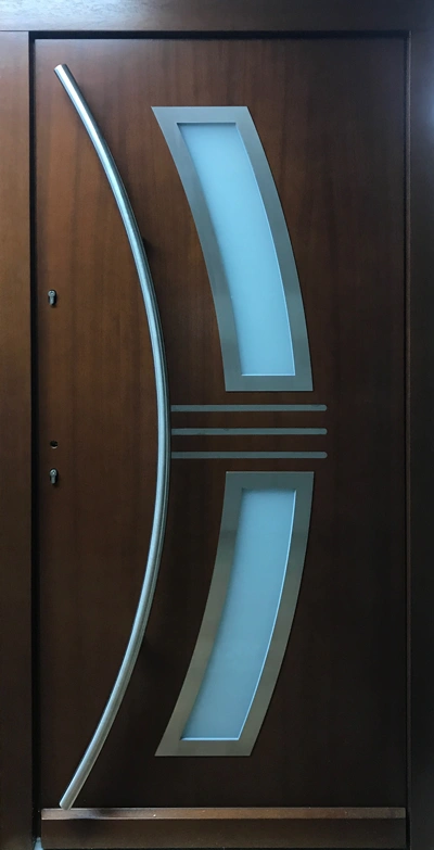 Model 100 Modern Meranti Wood Front Entry Door Walnut Finish