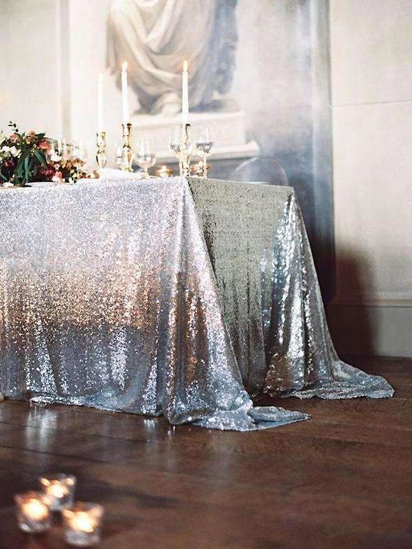 90x156 Silver Sequin Tablecloths