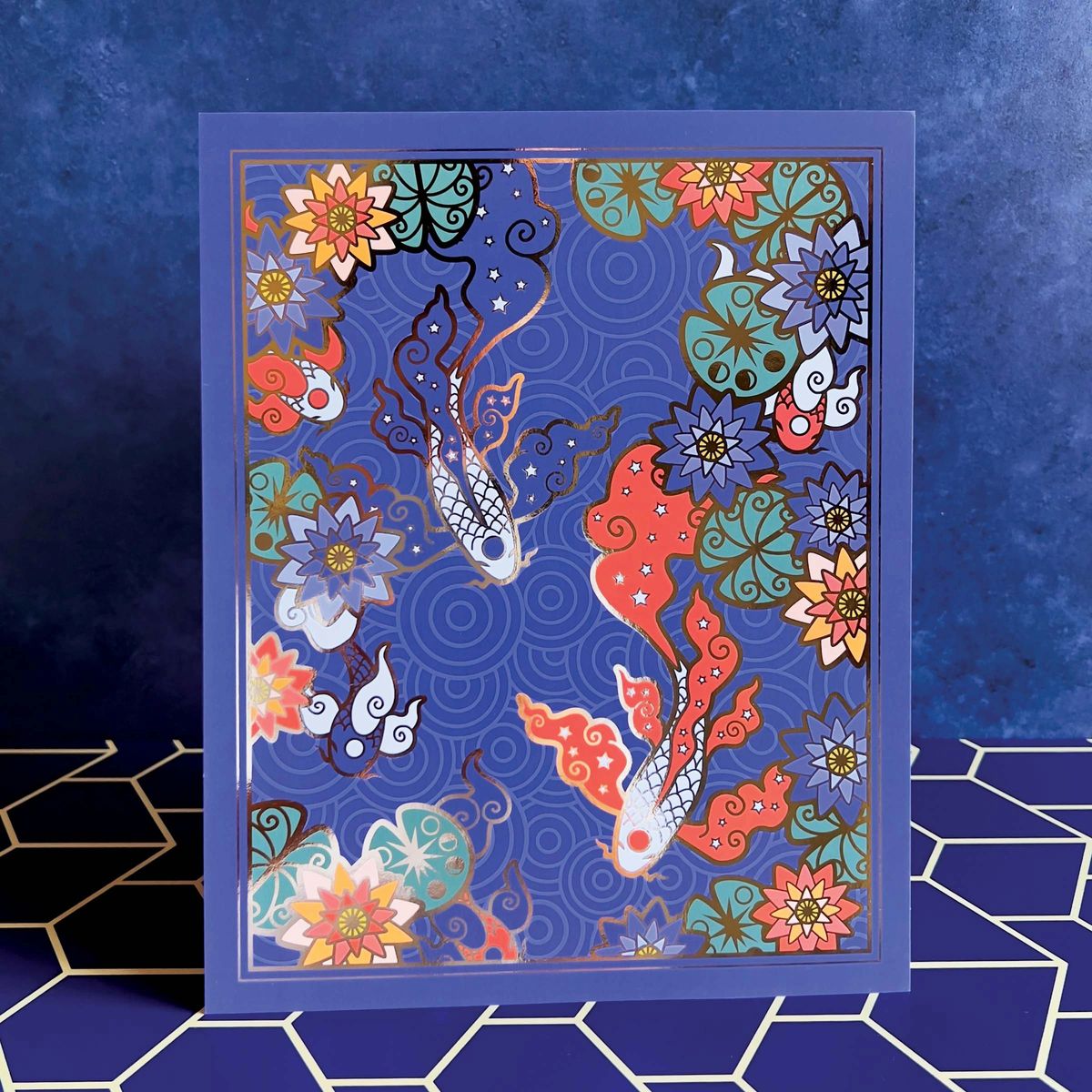 Celestial Dream Koi Fish Gold Foil Print Version 2