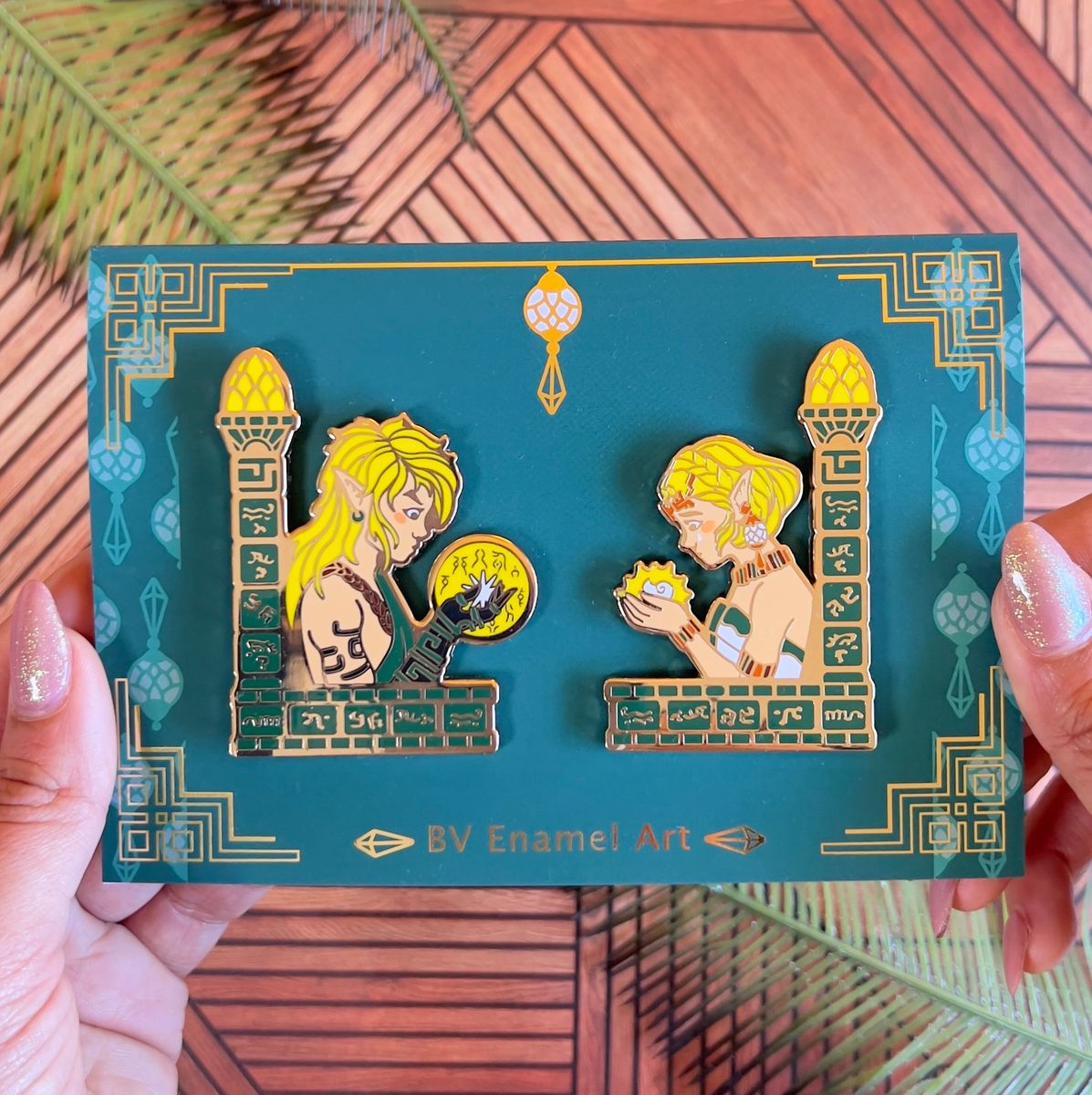 TOTK Link and Zelda Fanart Corner Pin Set