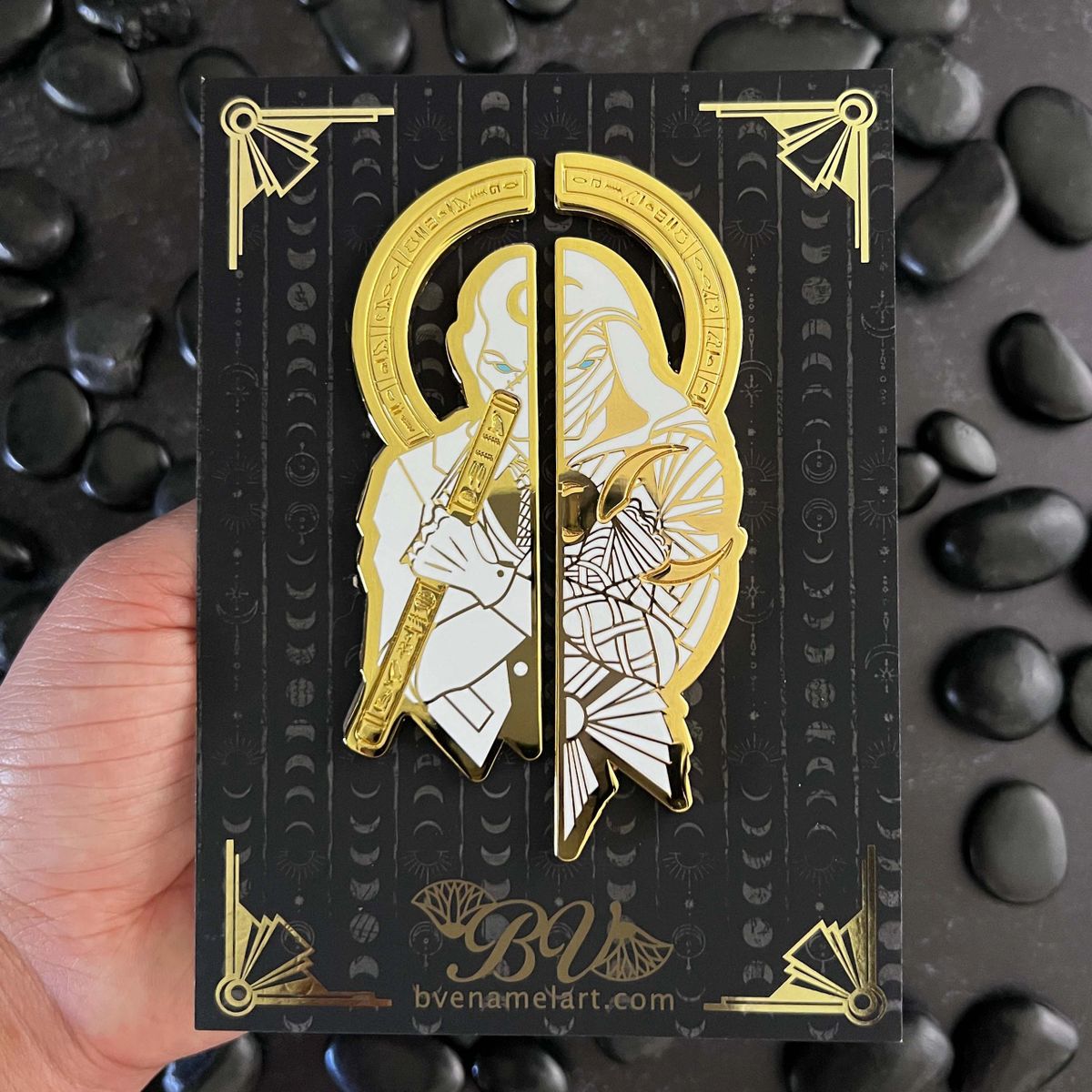 Moon Knight Fan Art Gold - 2 Piece Enamel Pin Set