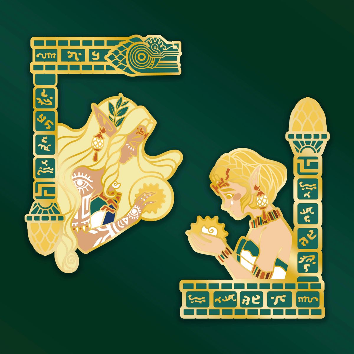 *Pre-Order* TOTK Zelda and Sonia Fanart Corner Pin Set