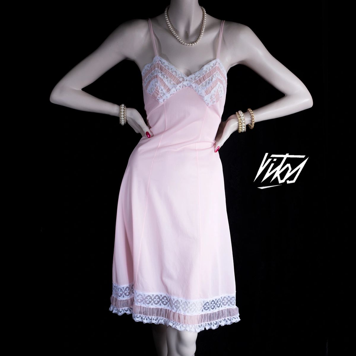 Scarce and beautiful 1960's vintage 'Vitos' sheer silky soft pink nylon ...