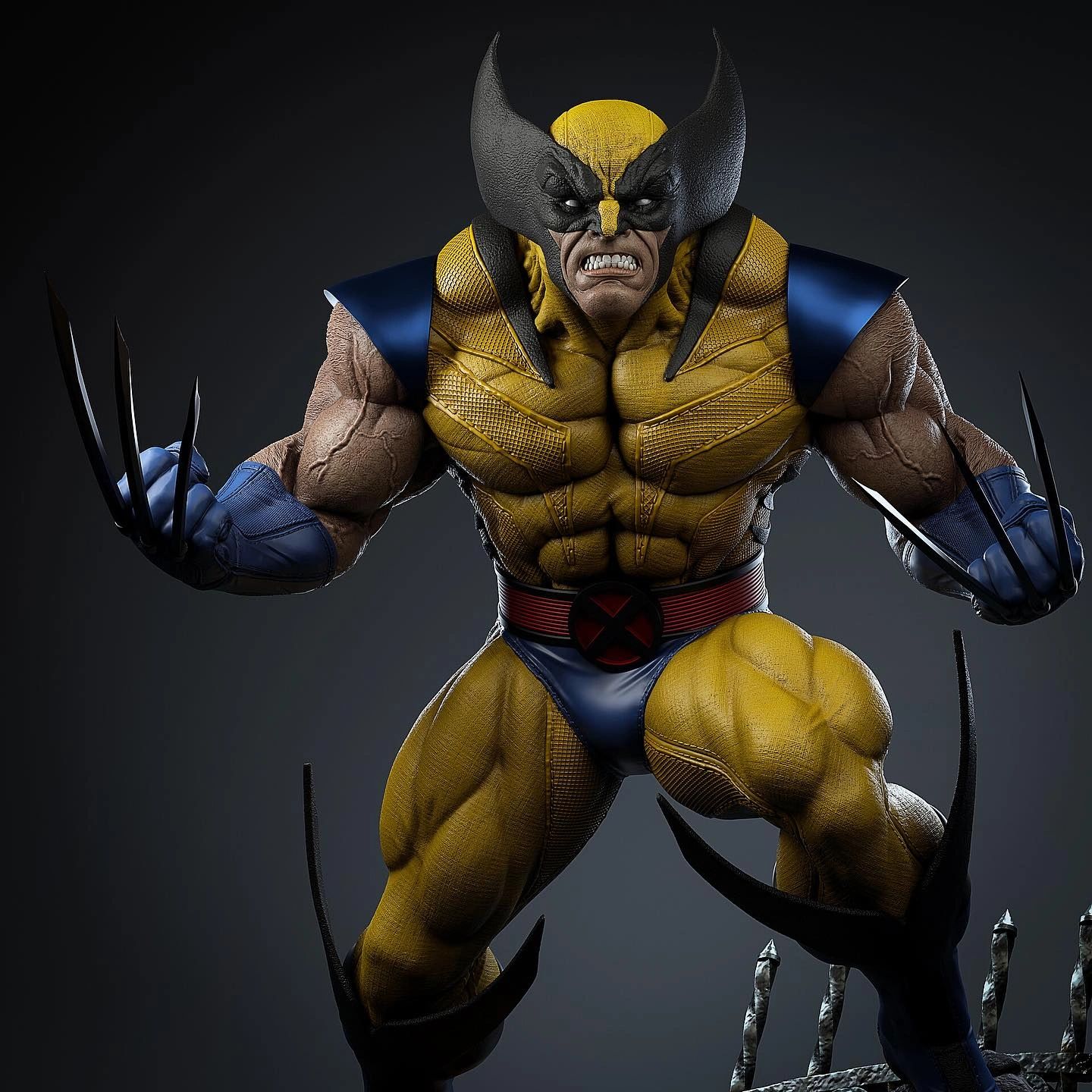 Custom Leaning Wolverine Statue
