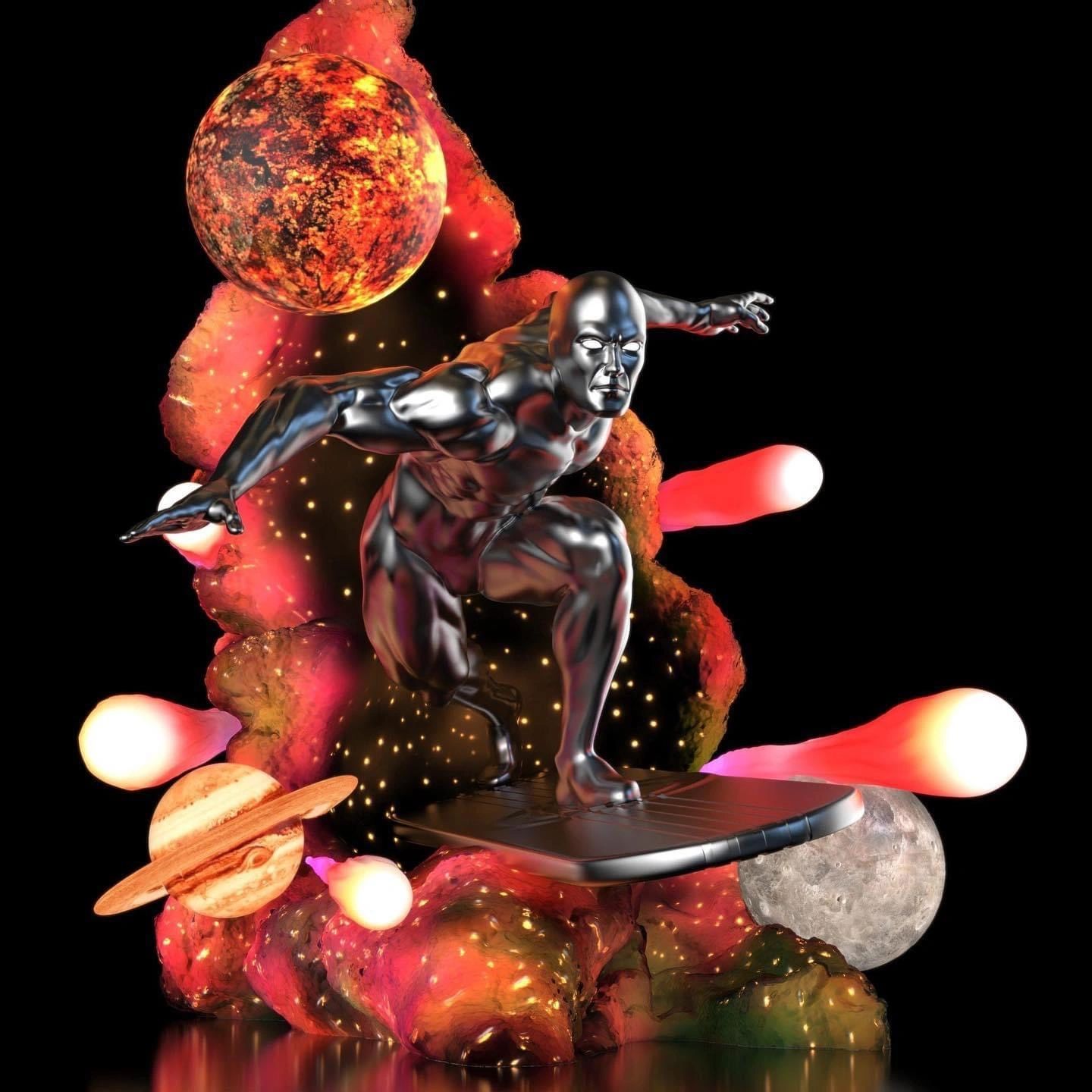 Custom Light Up Silver Surfer