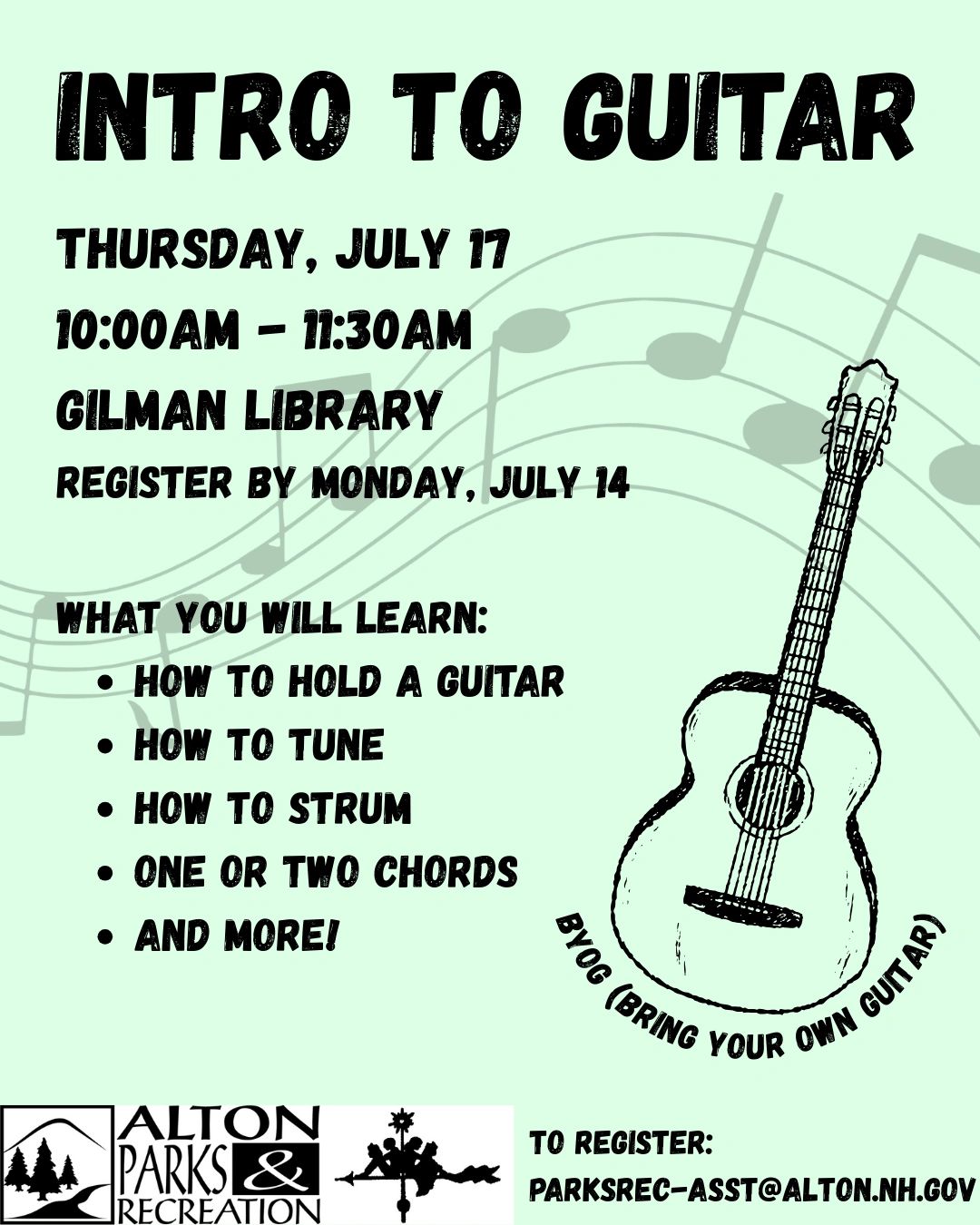 Intro to Guitar at Gilman Library July 17th
