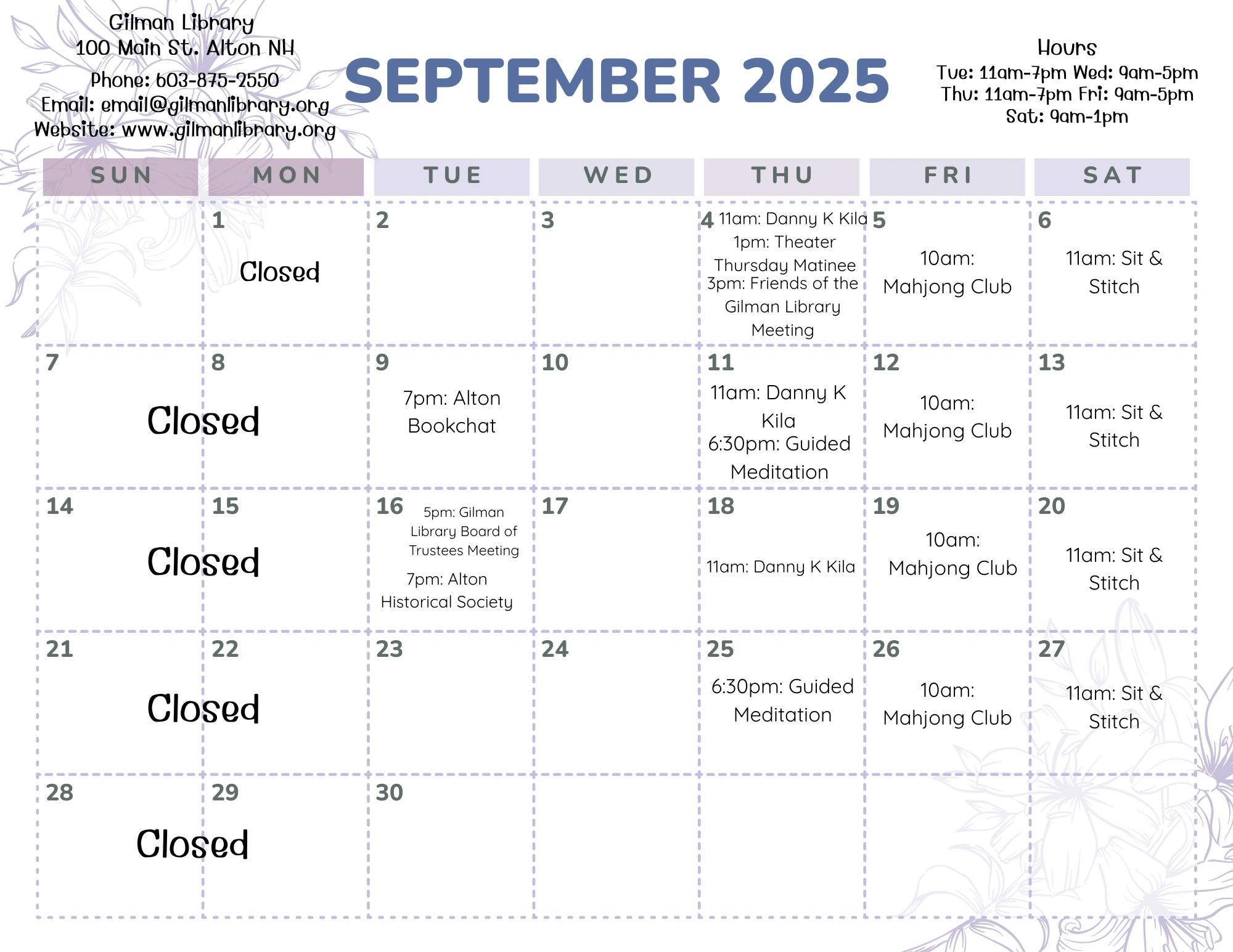 September at Gilman Library