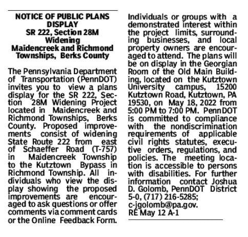 Plans for Rt 222 Widening on Display