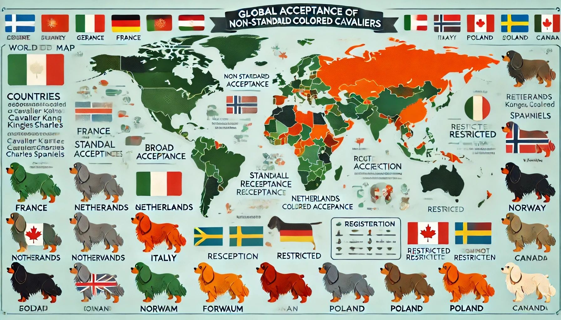 Countries that Recognize All Cavalier Colors