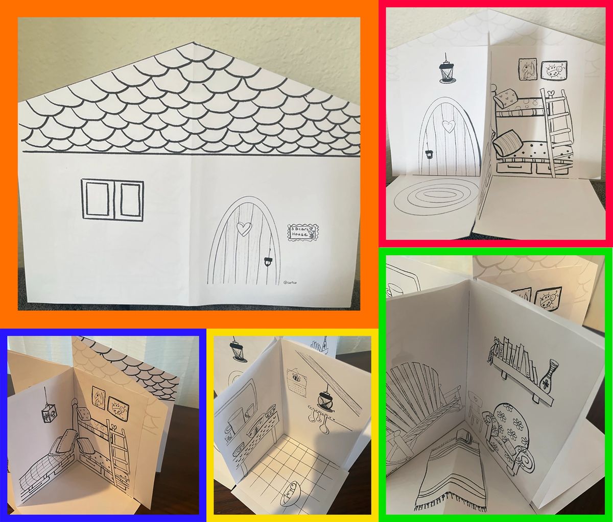 DIY Goldilocks and 3 beards 3D folding house (Coloring and making)