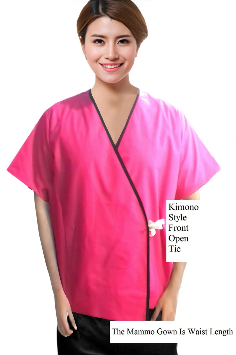 Mammography Patient Gowns: Front Open Cloth Mammo Exam Gowns