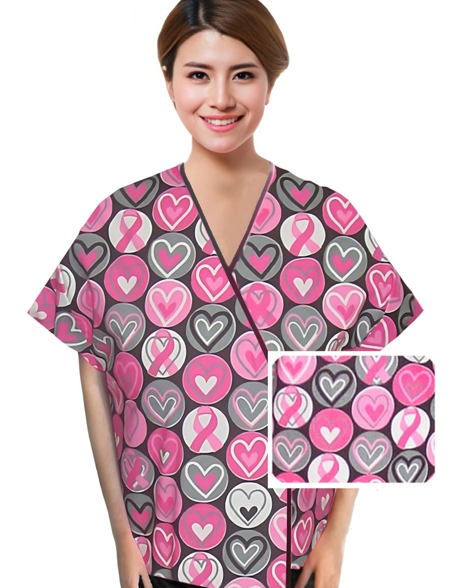 Mammography Patient Gowns: Pink Ribbons Cloth Print Mammo Exam Gowns