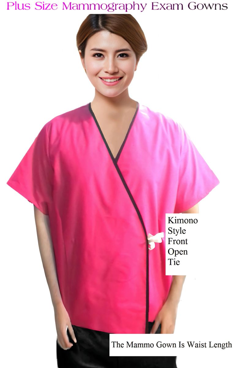 Plus Size Mammography Patient Gowns: Front Open Cloth Exam Gowns