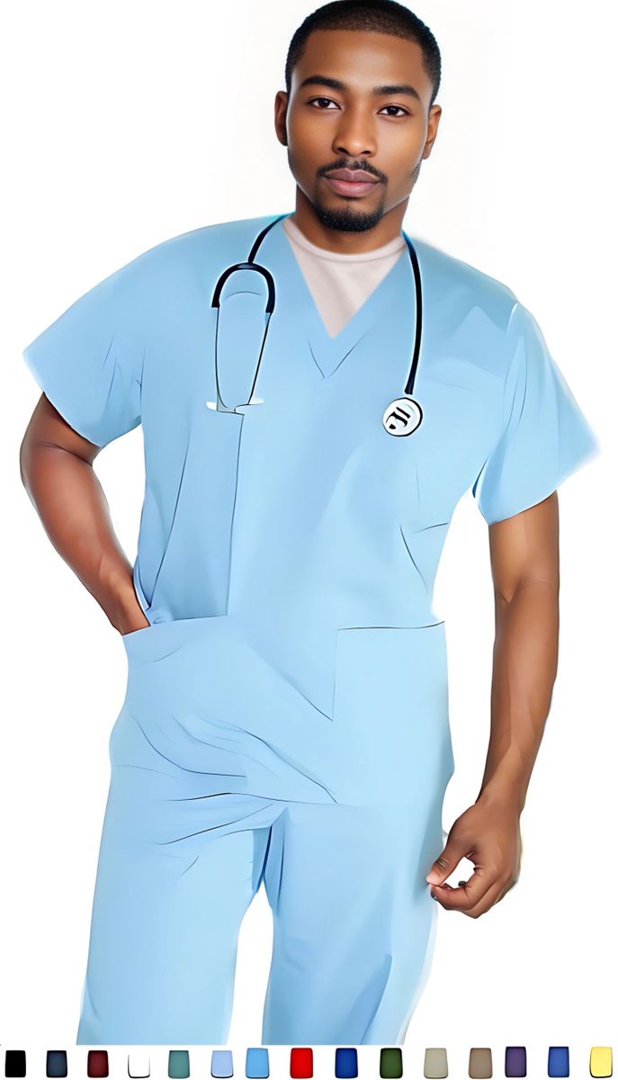 Solid Scrub Sets: Unisex Scrubs With 6 Pockets