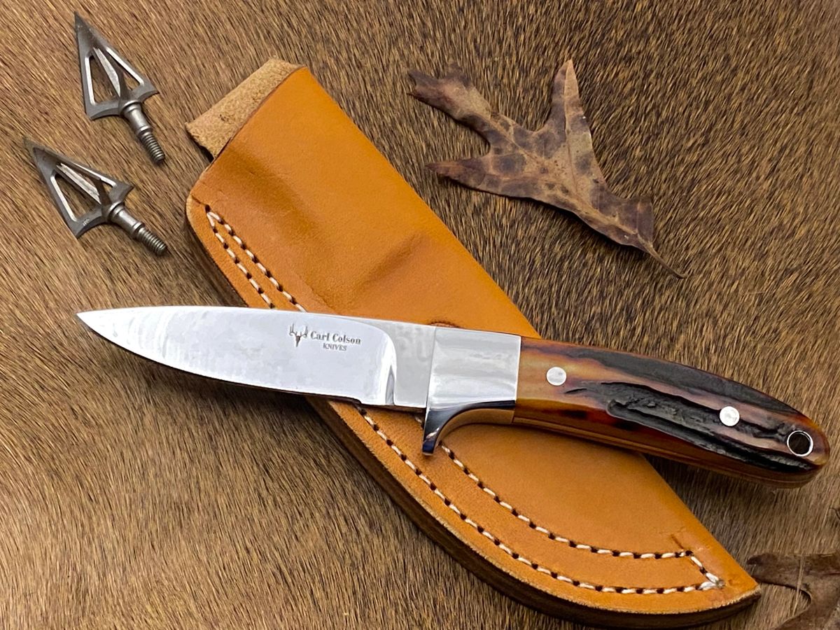 SOLDLovelace Style bird, knife/Amber Stag
