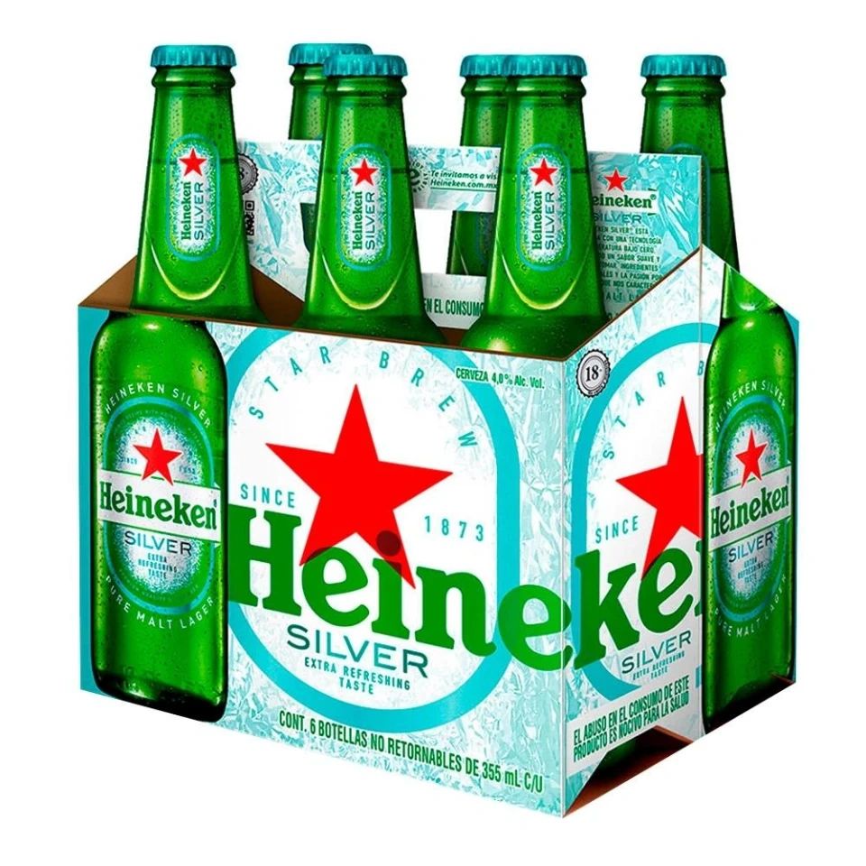 Cerveza Heineken Silver 6 botellas de 355 ml c/u $175.00
