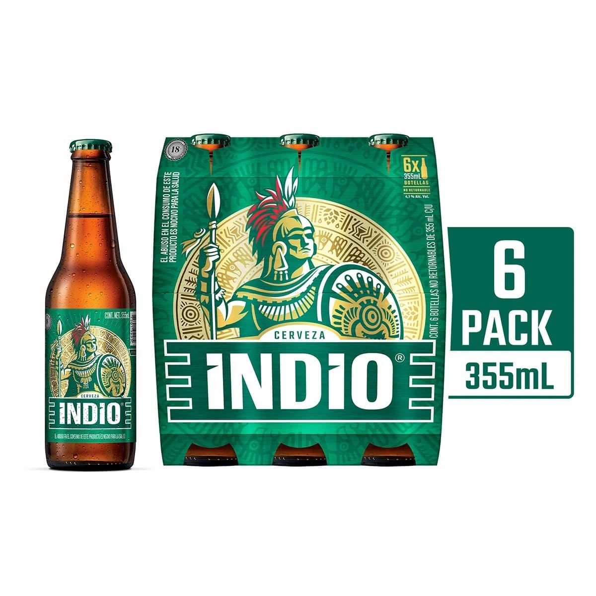 140500 INDIO BEAUTY CANASTILLA BOT 355 ML MEDIA NO RETORNABLE $ 170.00