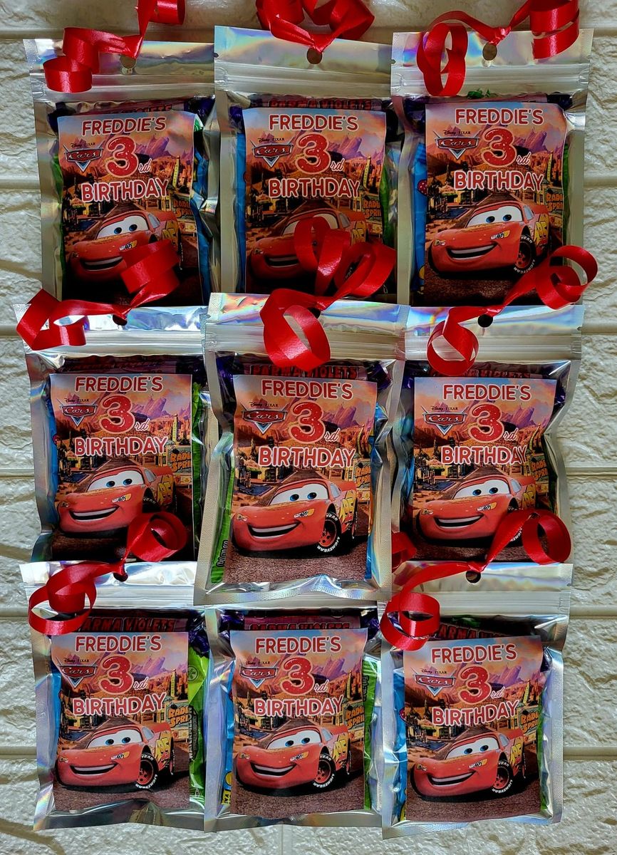 Cars themed party themed personalised pouches