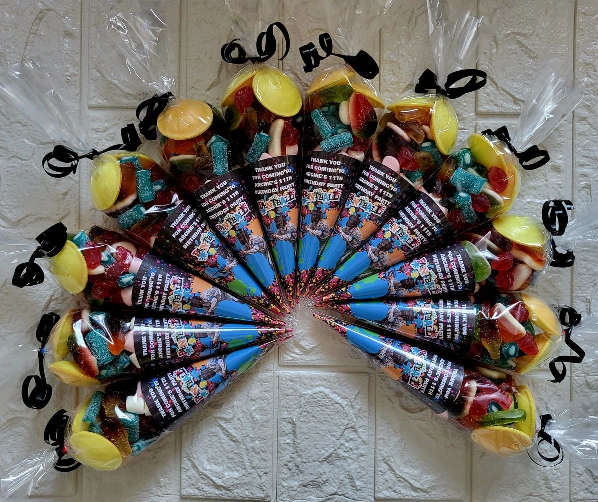 Paintball themed sweet cones
