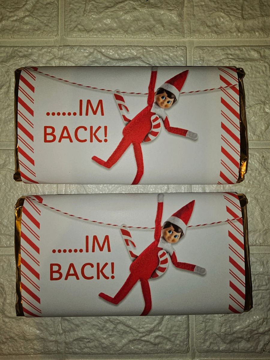 Christmas elf chocolate bar wrapper file instant download 2 designs