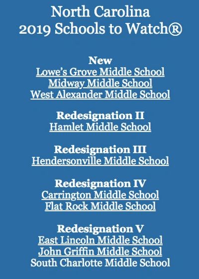 NC Schools to Watch | North Carolina Association for Middle Level Education