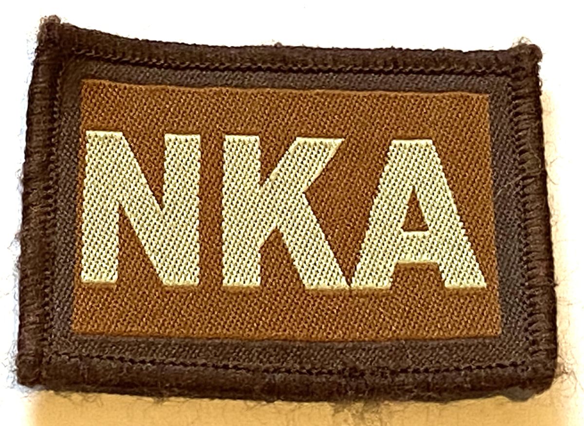 British Military Issue Desert Tan 'NKA' Marker Combat Uniform Fabric Patch