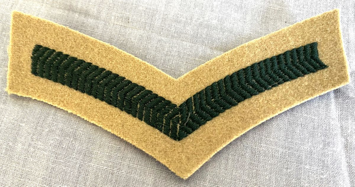 British Military Issue Lance Corporal Green Cream Fabric Rank Patch