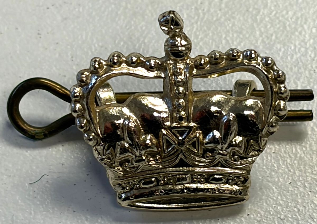 British Military Gold Coloured Queens Crown Rank Insignia Staybright Badge