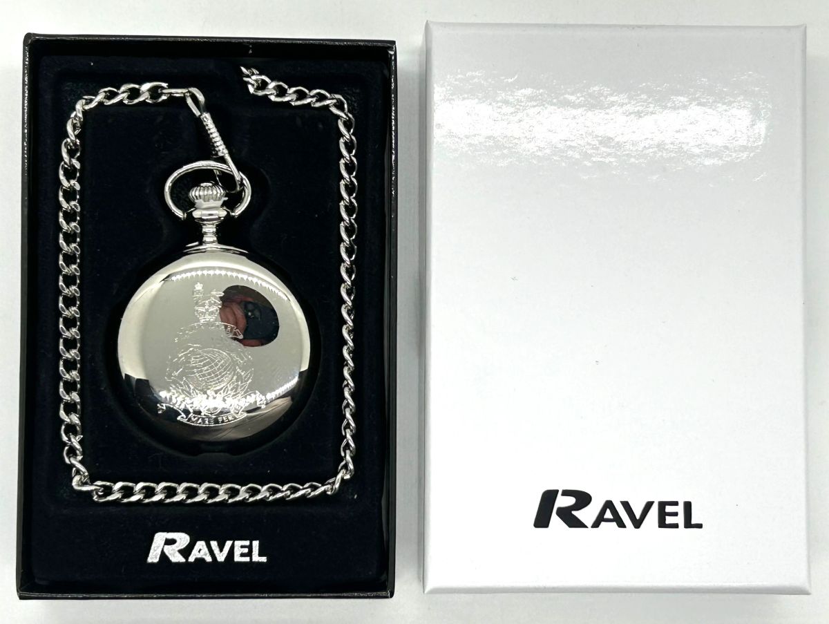 British Military Royal Marines Silver Coloured RAVEL Gents Pocket Watch