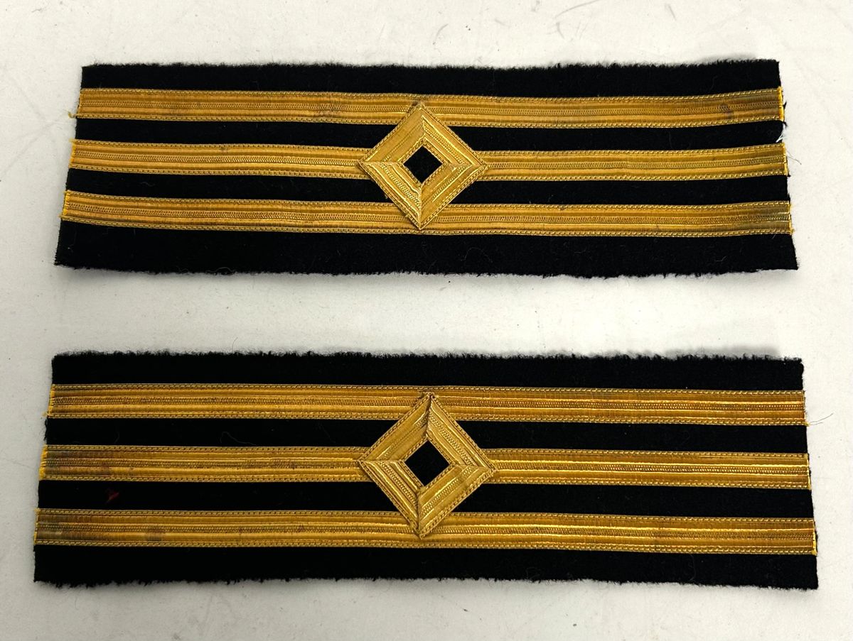 British Merchant Navy Chief Officer Tunic Arm Rank Insignia Patch, Pair