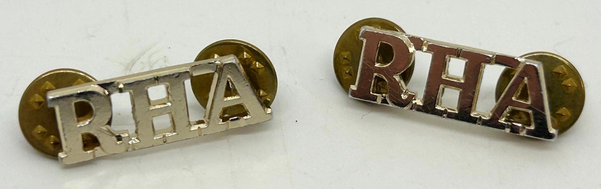 British Military Issue Royal Horse Artillery RHA Lapel Badges, Pair
