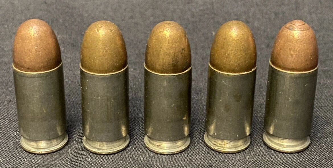 WWII Dated 42 ACP Inert Bullet Rounds x5