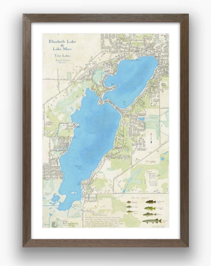 New Map of Elizabeth Lake and Lake Mary (Lake Marie)