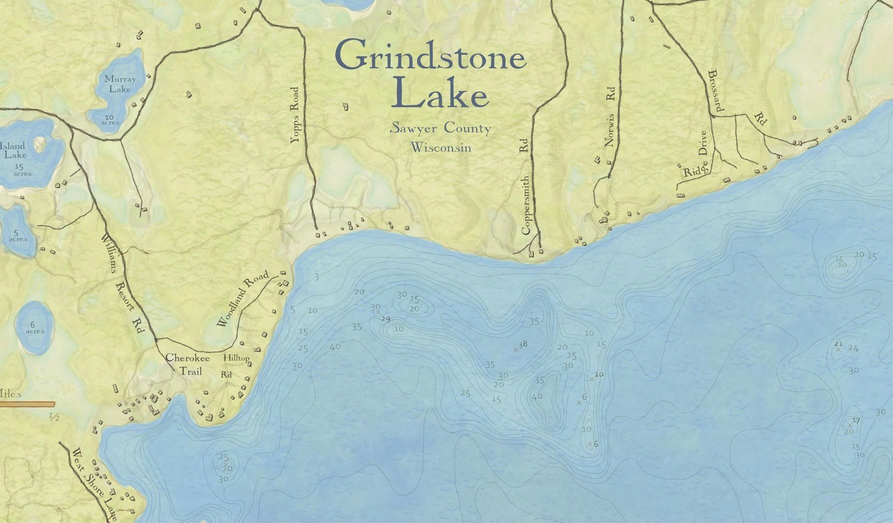 Nose to the Grindstone Lake map