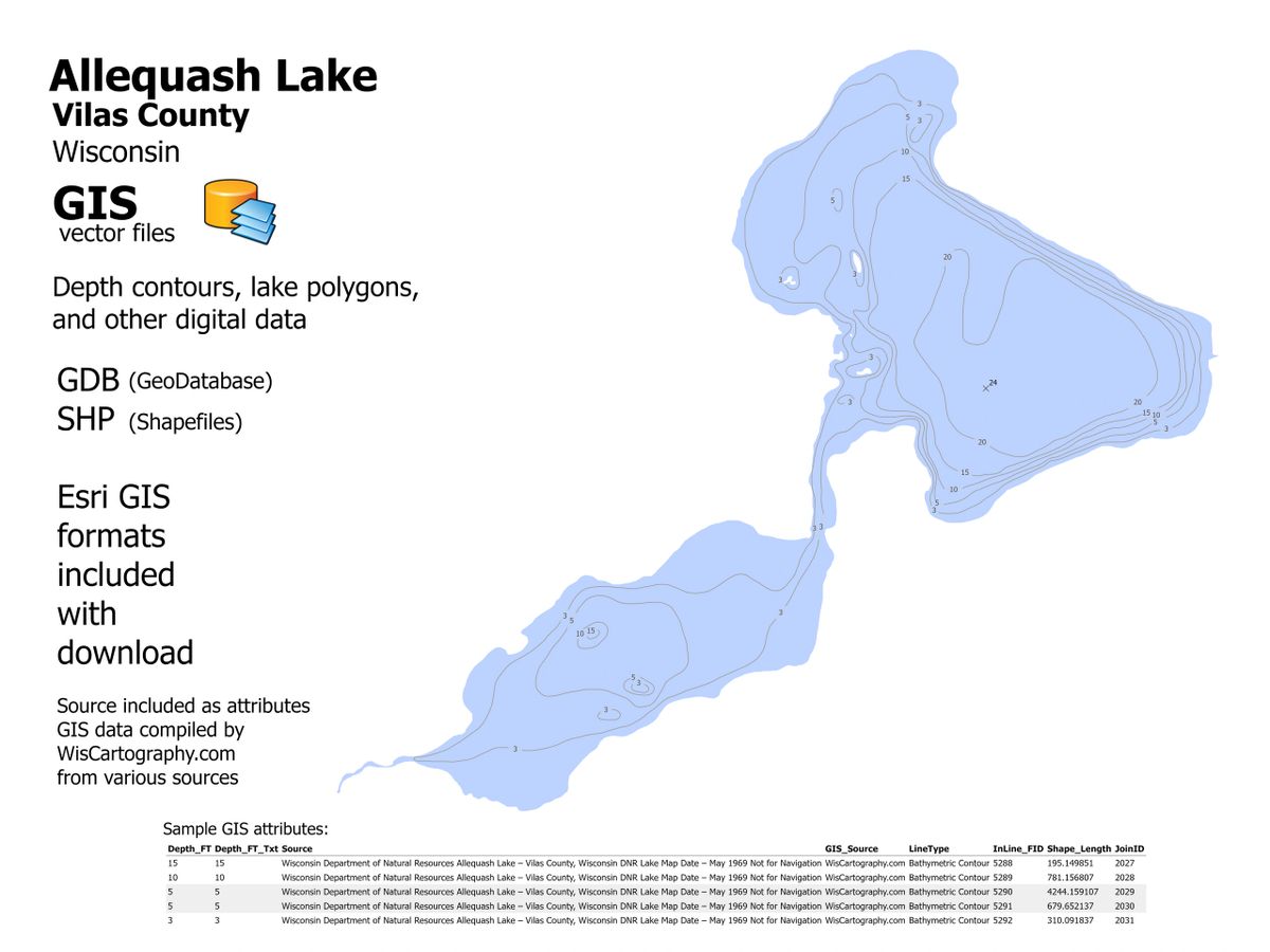 GIS data for Allequash Lake in Vilas County Wisconsin. Download ...