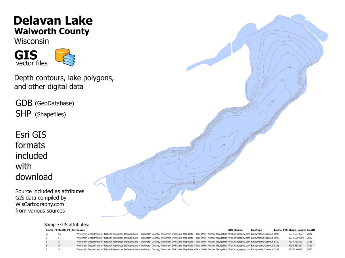 GIS data for Delavan Lake in Walworth County Wisconsin. Download ...
