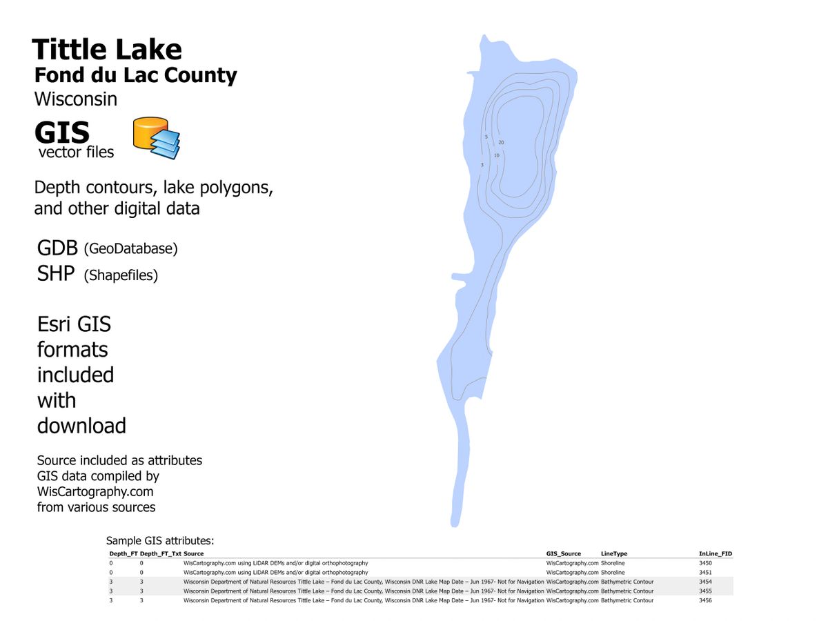 GIS data for Tittle Lake in Fond du Lac County Wisconsin. Download ...