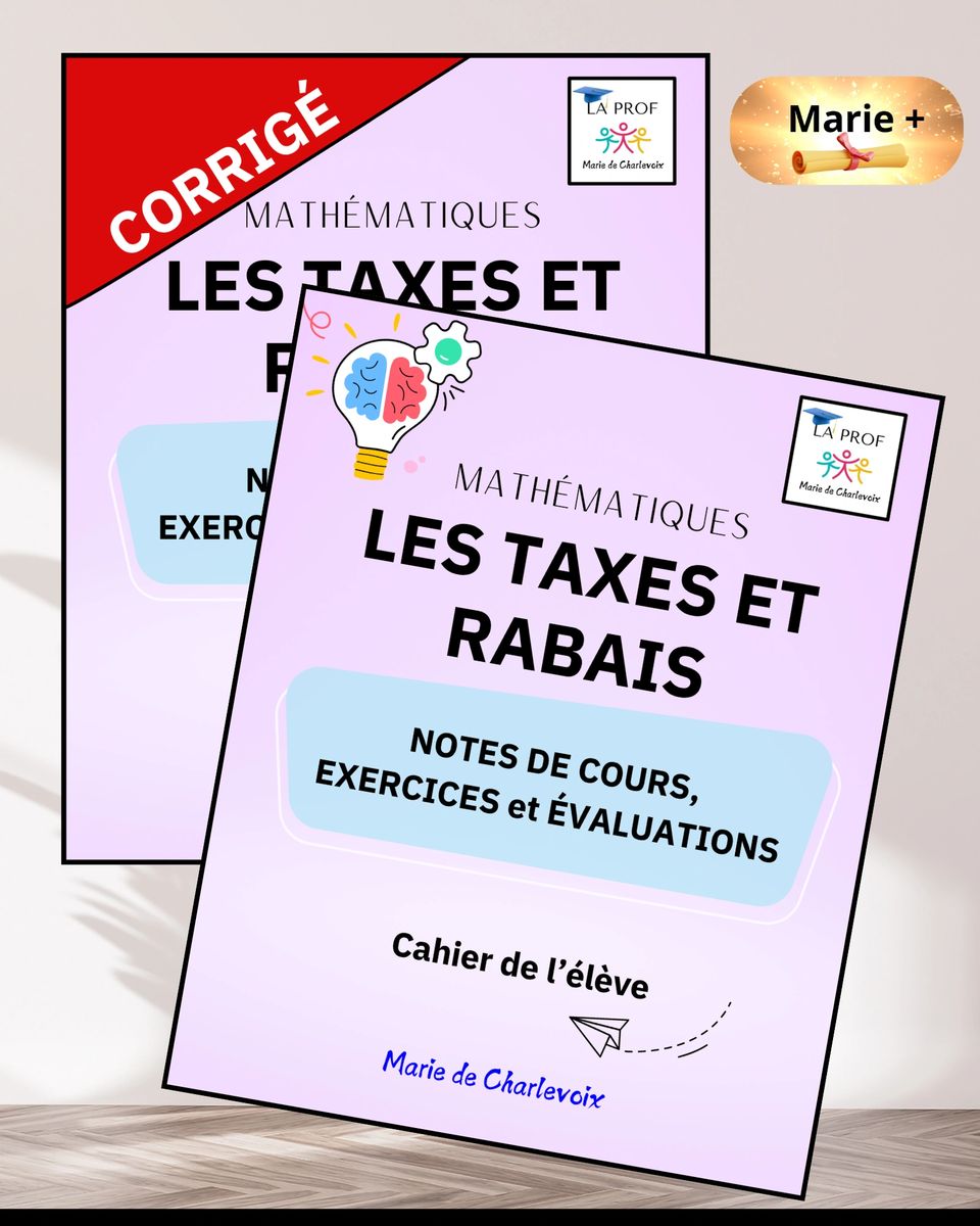 Les taxes et les rabais - EXERCICES et ÉVALUATIONS - VERSION IMPRIMABLE