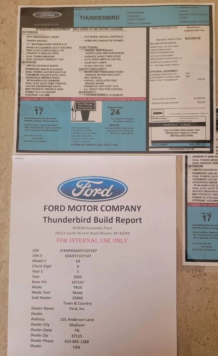 Custom Build Report & Reproduction Window sticker