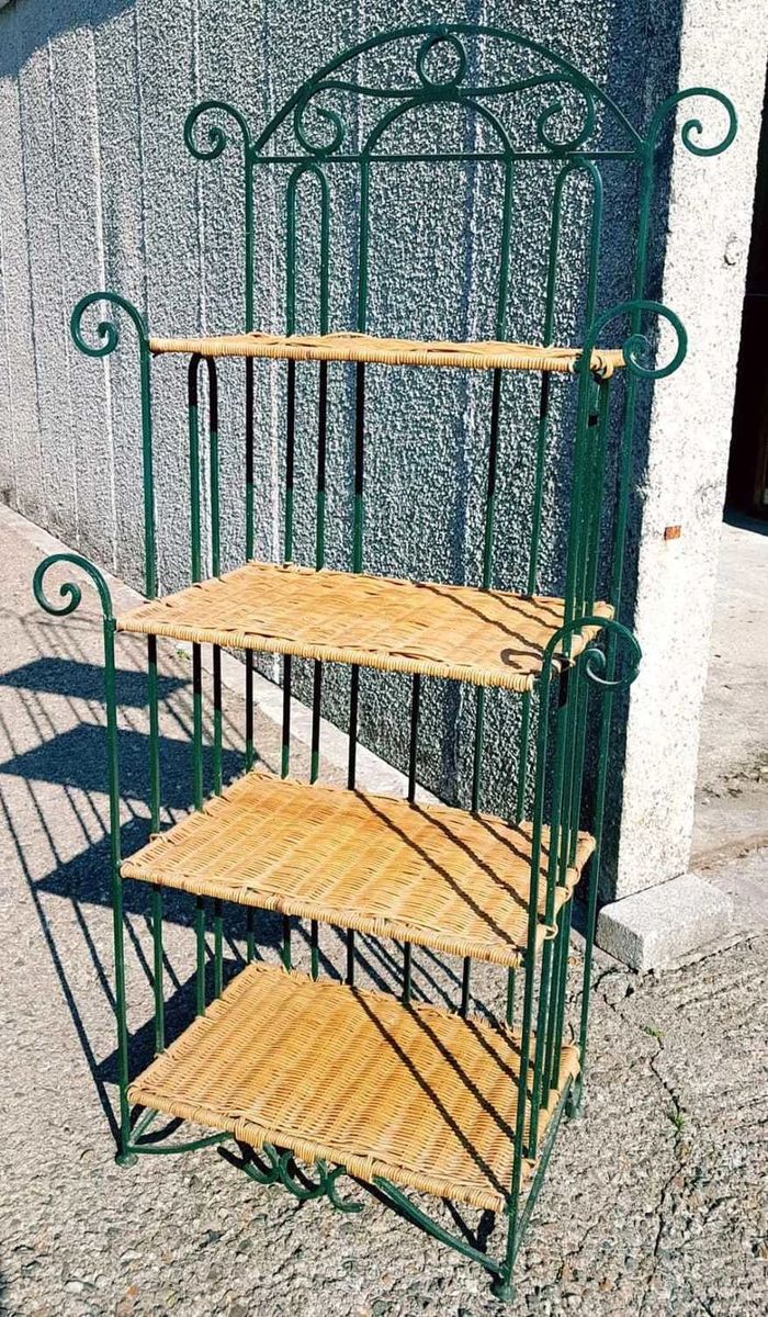 Wicker & Wrought Iron Shelf Unit
