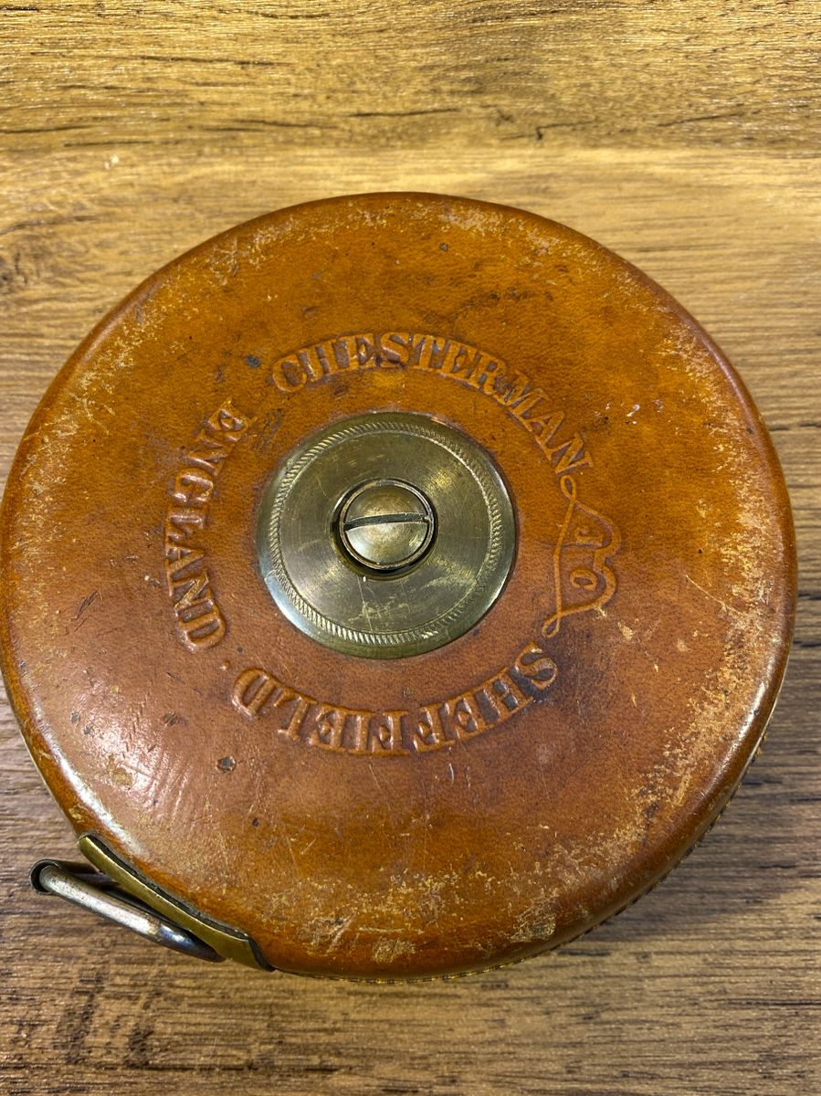 Rare 66ft Steel Vintage Chesterman Tape Measure - in leather case