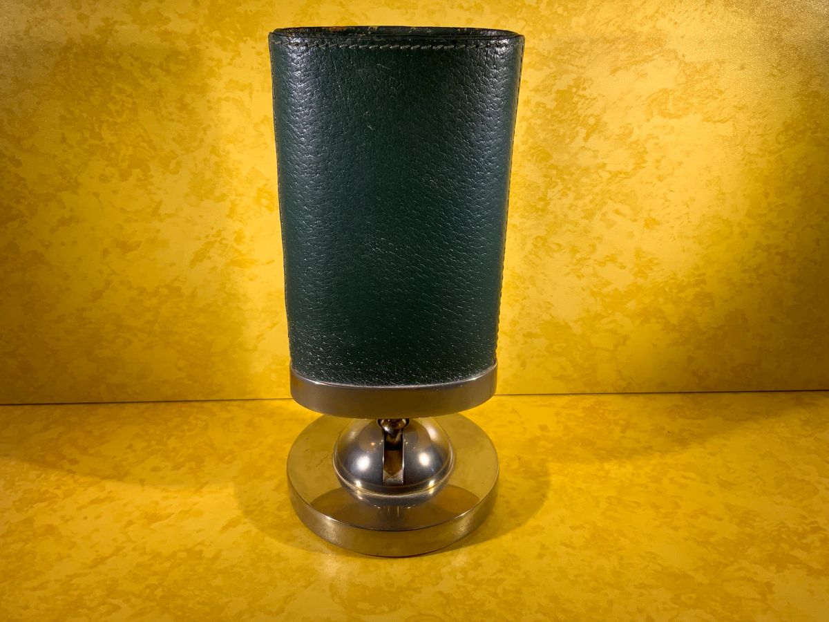 Asprey Desktop Leather Pen Holder with Swivel Base - circa 1940's
