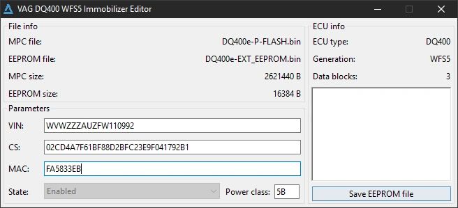Update - VAG DQ400/DQ400e Immobilizer Editor