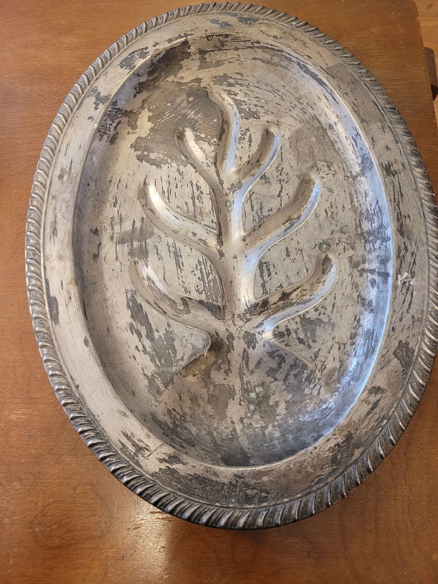 Large Silver Leaf Platter