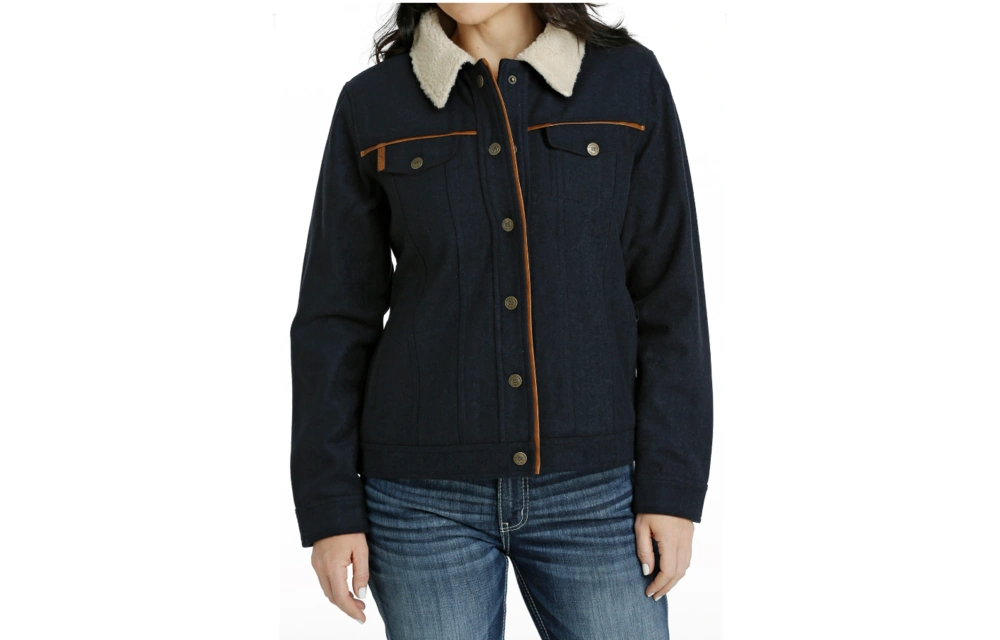 Cinch Navy Wool Trucker Jacket