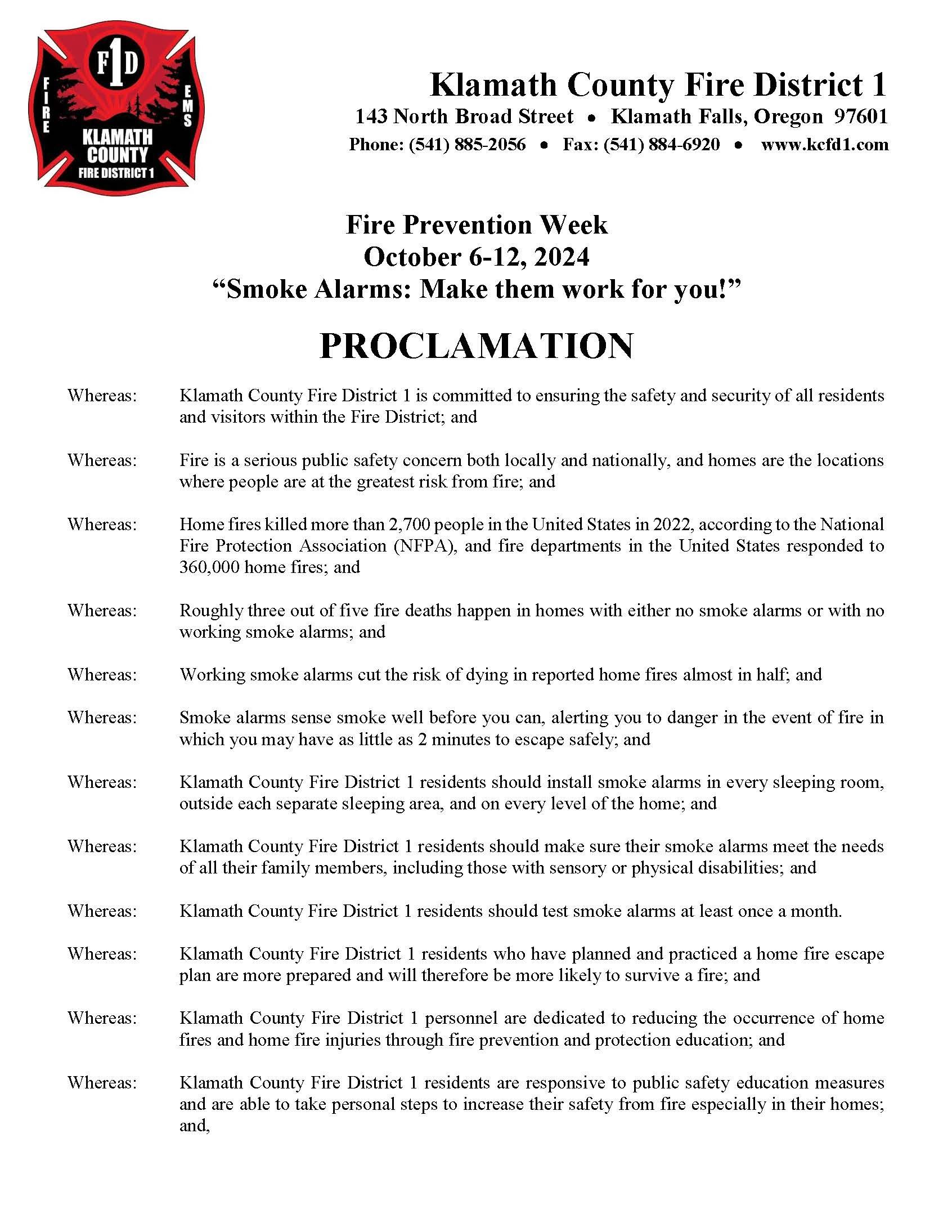 Fire Prevention Week October 6-12, 2024
