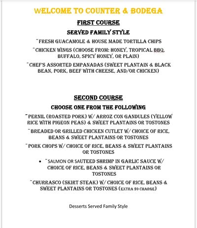 Prixe Fix Menu | COUNTER & BODEGA INC